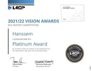 한샘, 美 LACP 비전 어워드 ESG 레포트 부문 ‘대상’ 선정-지속가능경영보고서